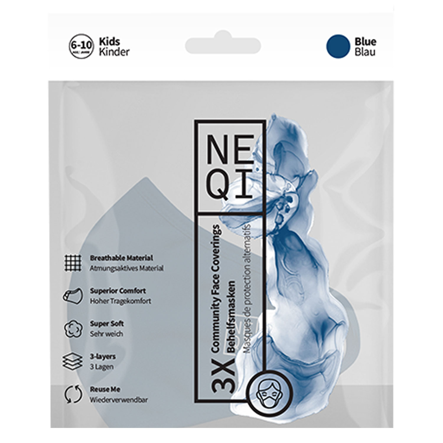 NEQI Community Face Coverings Blue Kids | PerfectHair.ch